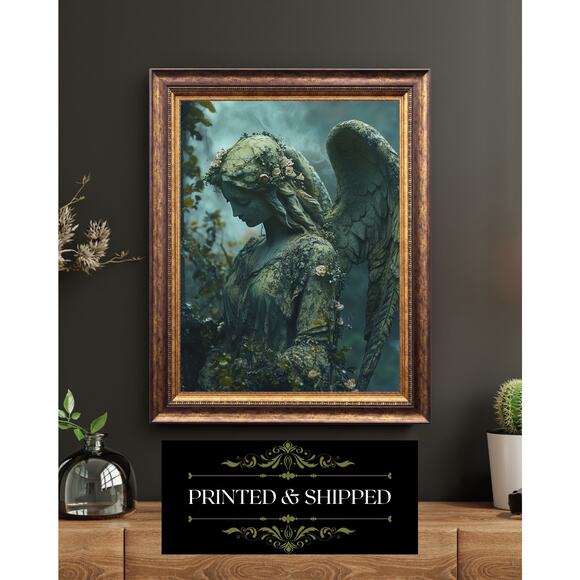 Art | Victorian Angel Print Cemetery Statue Dark Mourning Art Gothic ...
